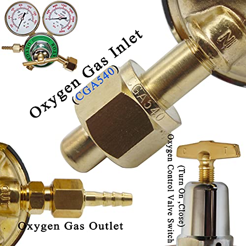 KLLsmDesign Dual Welding Gas Gauges, Oxygen (CGA-540) and Acetylene (CGA-510) Regulators Combo (2 PCS), Gauges Gas Welder Regulator