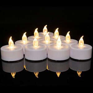 minxin battery operated tea lights candles: 24 pack realistic and bright flickering holiday gift flameless candles led electric tea candles for seasonal & festival party home decoration (warm white)