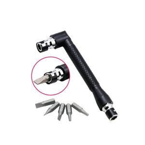 BOLWHAO 90 degree Right Angle 1/4-Inch L-shaped Socket Wrench Mini Wrench Screwdriver Bit and Socket tool 2 pieces