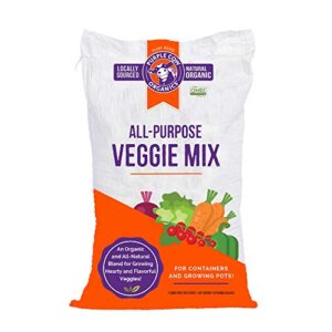 purple cow organics all purpose veggie mix, 1 cubic foot bag, organic chemical-free & ready to use plant based compost blend for vegetable gardens, containers & planter pots, raised bed boxes