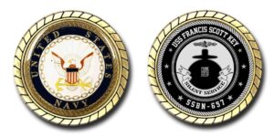 uss francis scott key ssbn-657 us navy submarine challenge coin - officially licensed