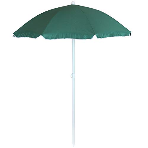 Sunnydaze 5-Foot Outdoor Beach Umbrella with Tilt Function - Portable - Green