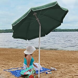 Sunnydaze 5-Foot Outdoor Beach Umbrella with Tilt Function - Portable - Green