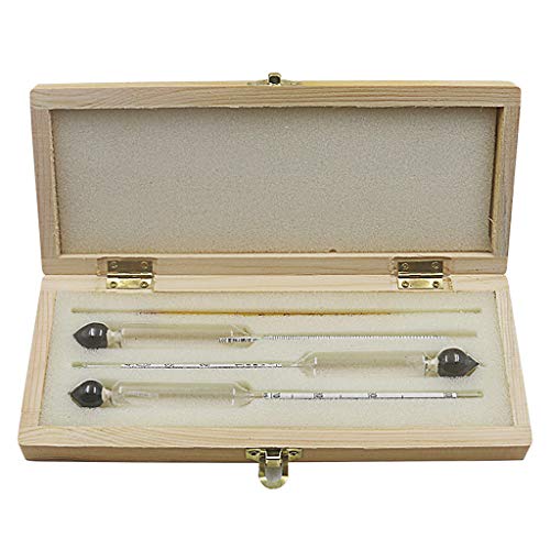 luosh 3 Pieces Alcohol Meter Hydrometer Tester 0 to 100% with Thermometer Gadget Case Kit for All Spirits/Distillates, Whiskey, Brandy, Vodka etc.