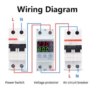 Walfront SVP-916 100-130VAC Adjustable Over and Under Voltage Protector Delay Reset Protector Overvoltage Protection Action(40A)