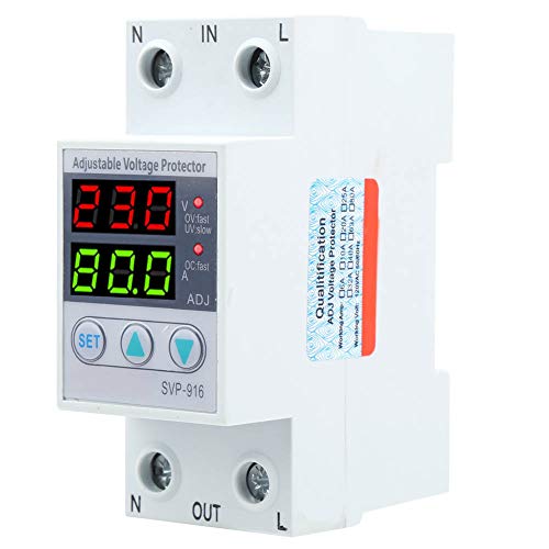 Walfront SVP-916 100-130VAC Adjustable Over and Under Voltage Protector Delay Reset Protector Overvoltage Protection Action(40A)