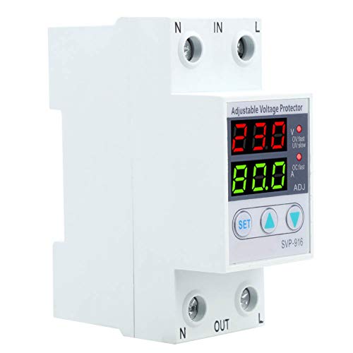 Walfront SVP-916 100-130VAC Adjustable Over and Under Voltage Protector Delay Reset Protector Overvoltage Protection Action(40A)