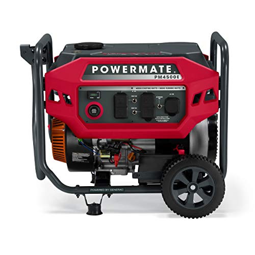 Powermate P0081300 PM4500E Gas-Powered Portable Generator - Reliable Power Supply - Solar Panel Compatible - Quiet Operation - Ideal for Home, Camping, RV - 49 State/CSA