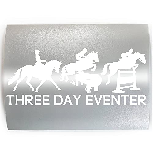 THREE DAY EVENTER - PICK COLOR & SIZE - 3 Eventing Horse Rider Vinyl Decal Sticker A