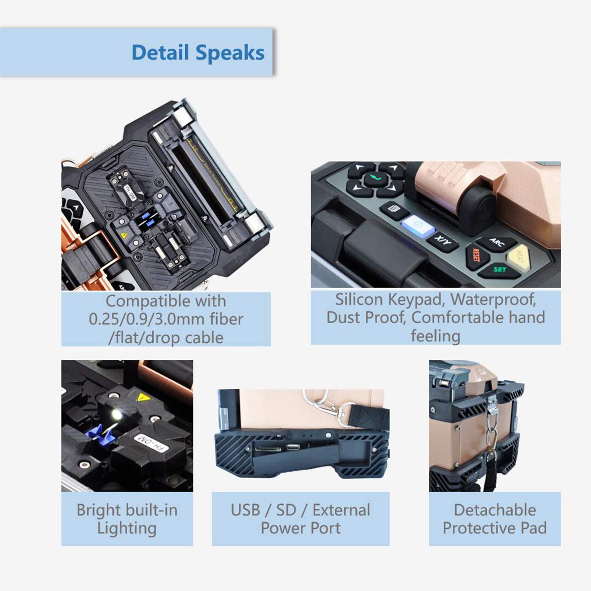 QIIRUN Fiber Optic Fusion Splicer with 4.3-inch Touch Screen, Optical Fiber Fusion Splicer Kit Features 7s Splicing and 18s Heating- 6481B Series