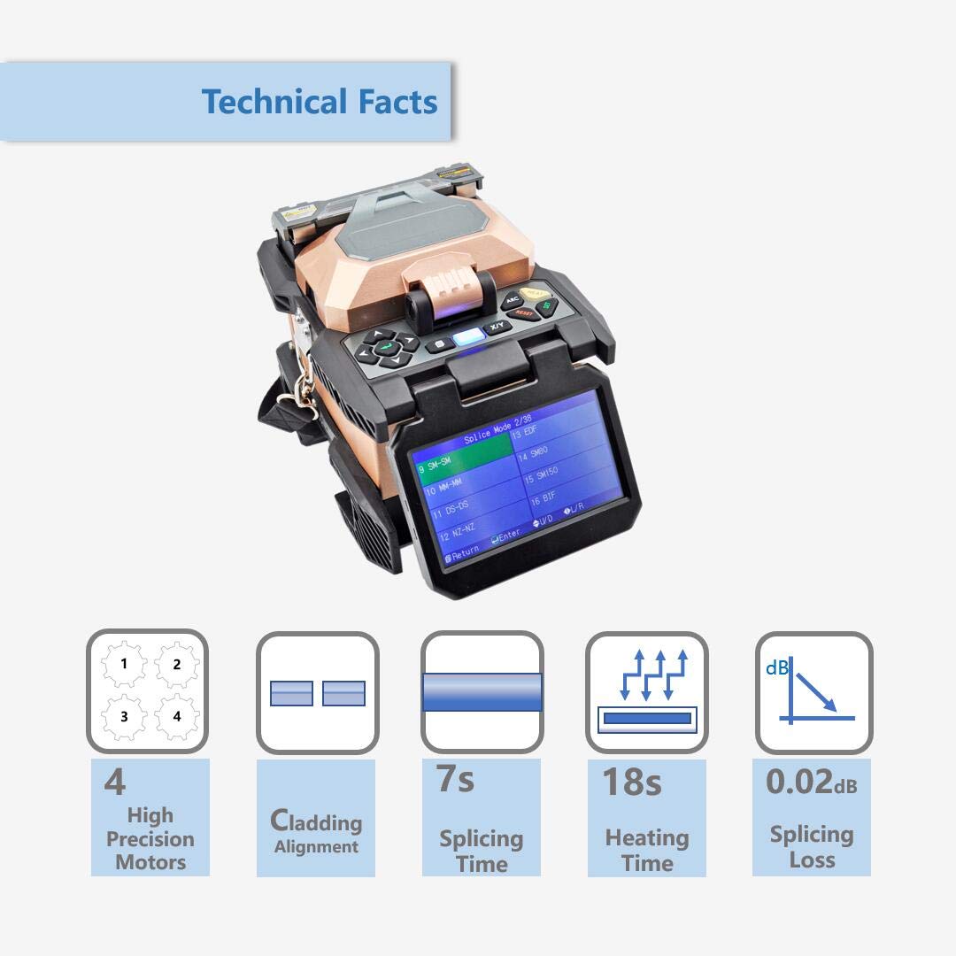 QIIRUN Fiber Optic Fusion Splicer with 4.3-inch Touch Screen, Optical Fiber Fusion Splicer Kit Features 7s Splicing and 18s Heating- 6481B Series