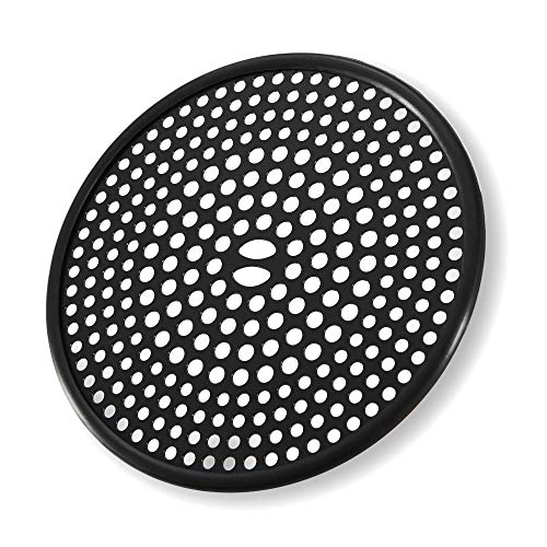 304 Stainless Steel Hair Catcher Shower Drain Cover with Silicone, Shower Stall Drain Strainer, Bathtub Hair Stopper, Bathroom Hair Trap Floor Drain Protector, Matte Black 4.33 Inches Round Flat