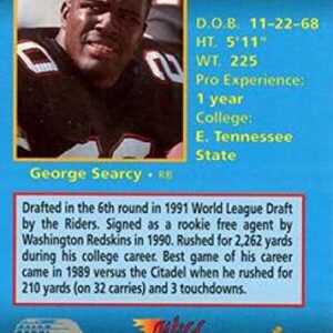 1992 Wild Card WLAF Football #16 George Searcy San Antonio Riders Official World League of American Football Trading Card From The Wild Card Company in Raw (NM or Better) Condition