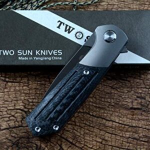 TWOSUN TS223 M390 Blade Titanium Carbon Fiber Handle Frame Lock Gift Collection Folding Knives