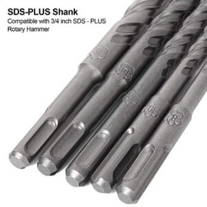 3/16" - 5/8" Masonry Drill Bit Set, 9Pcs 3/8 Inch SDS Plus Bit Rotary Hammer Drill Bits Set Carbon Steel Carbide Tip Concrete Drill Bit Set for Brick, Stone, Block, Concrete