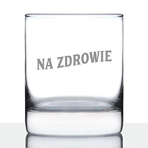 Na Zdrowie - Polish Cheers - Whiskey Rocks Glass - Cute Poland Themed Gifts or Party Decor for Women and Men - 10.25 Oz