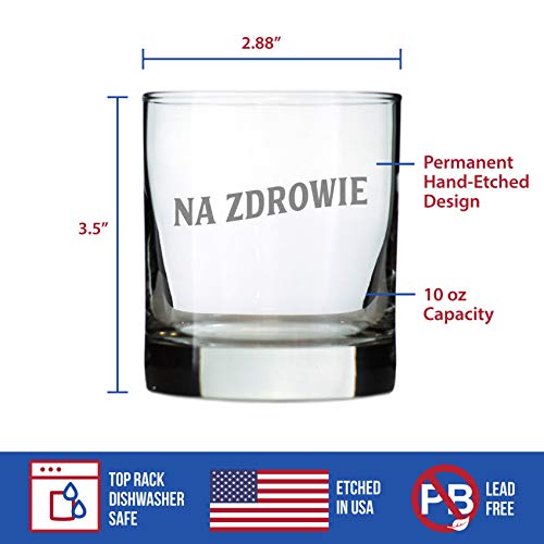 Na Zdrowie - Polish Cheers - Whiskey Rocks Glass - Cute Poland Themed Gifts or Party Decor for Women and Men - 10.25 Oz