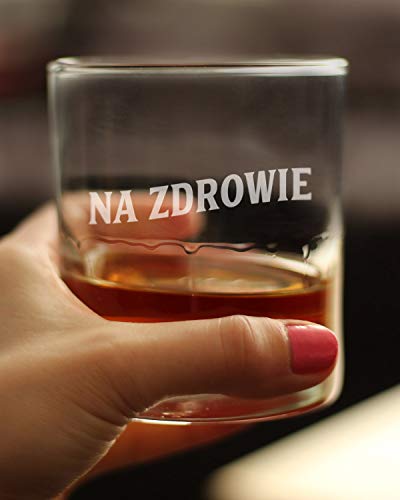 Na Zdrowie - Polish Cheers - Whiskey Rocks Glass - Cute Poland Themed Gifts or Party Decor for Women and Men - 10.25 Oz