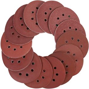 lotfancy 210pcs sanding discs, 5 inch 8 hole - 40 60 80 100 120 180 240 320 400 800 1000 1500 2000 3000 grit assorted sandpaper, hook and loop round sand paper, random orbital sander pads