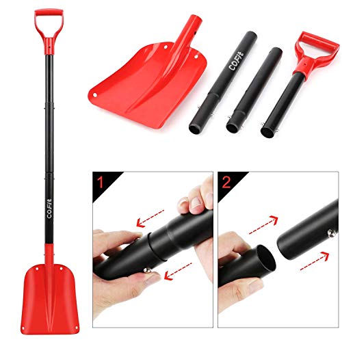 COFIT 47" Retractable Snow Shovel and 39" Snow Brush, Detachable and Extendable Snow Removal Telescoping Brush and Shovel for Car Auto Truck SUV Windshield