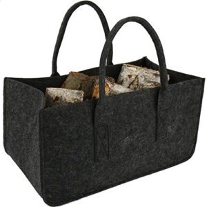 18x11x10 inch firewood carrier log tote bag fireplace log carrier holders woodpile rack fire wood carrying felt bag shopping reusable handbag,outdoor toys small basket kindling storage bag (black)