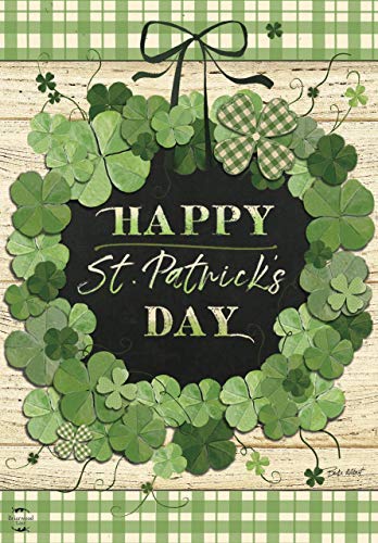 Briarwood Lane Lucky Wreath St Patricks Day Garden Flag - 12.5" x 18" - Irish Garden Flag - Celtic Garden Flag - Saint Patricks Day Garden Flag - Celtic Shamrock Garden Flag - Irish Flag