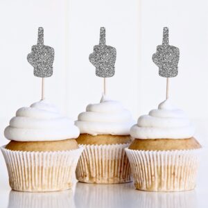 12 x Silver Middle finger Cupcake topper, Divorce Party cake decorations