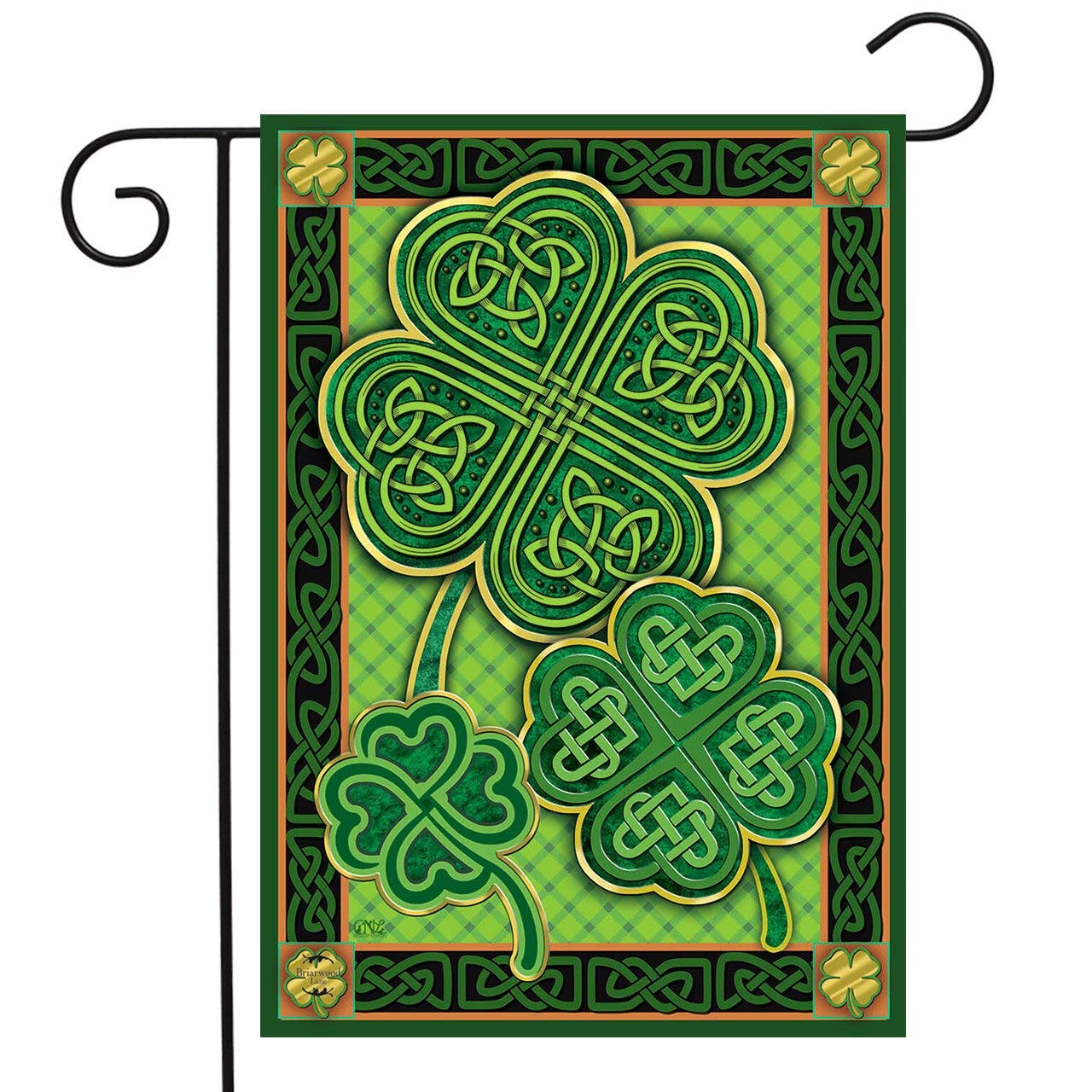 Briarwood Lane Celtic Shamrocks St Patricks Day Garden Flag - 12.5" x 18" - Irish Garden Flag - Celtic Garden Flag - Saint Patricks Day Garden Flag - Celtic Shamrock Garden Flag - Irish Flag