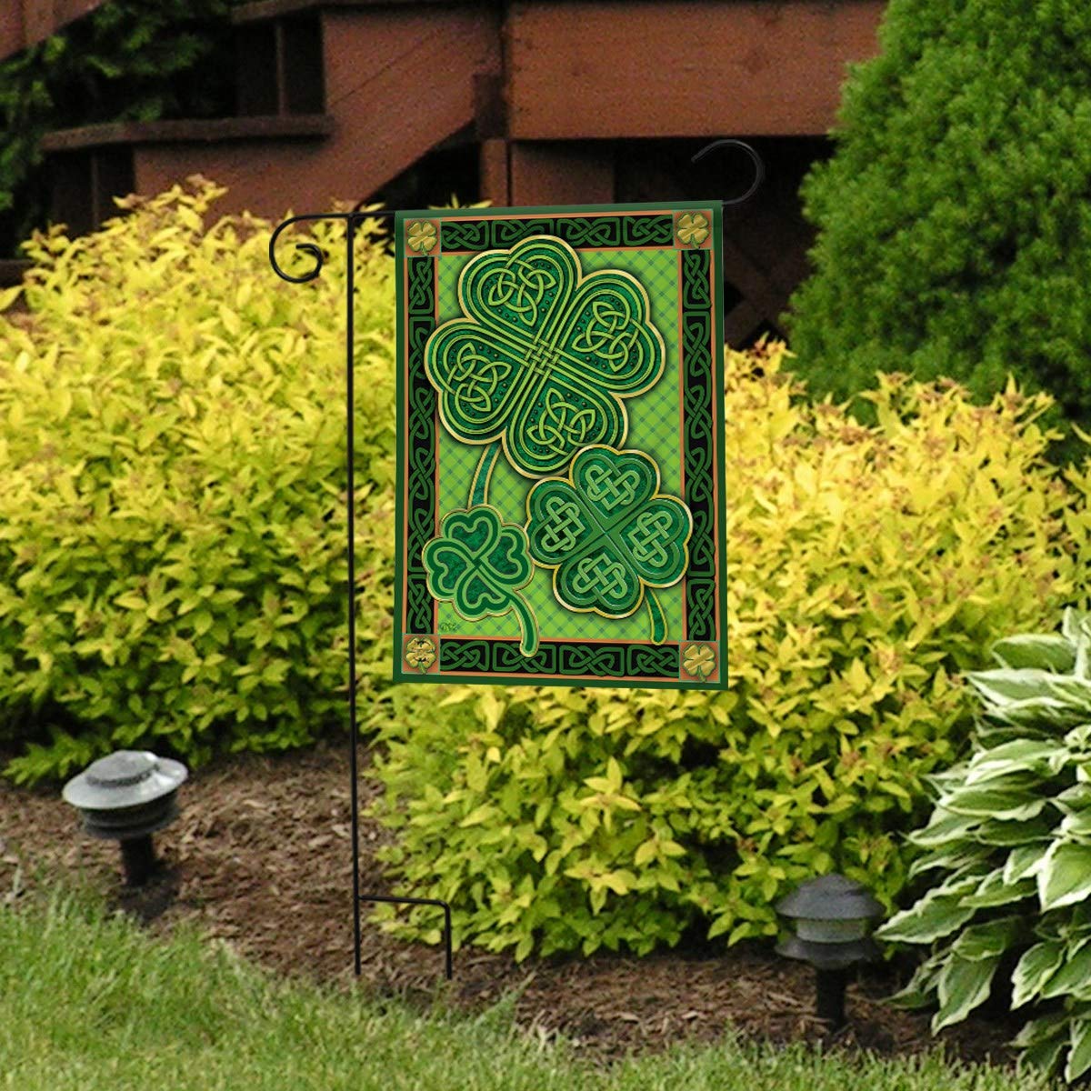 Briarwood Lane Celtic Shamrocks St Patricks Day Garden Flag - 12.5" x 18" - Irish Garden Flag - Celtic Garden Flag - Saint Patricks Day Garden Flag - Celtic Shamrock Garden Flag - Irish Flag