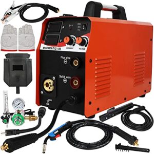 homegreg dual gas (co2 or argon) low welding cost 180 amp inverter multi process welder mig/tig/arc stick 3 in 1 welding machine 110/220v dual voltage