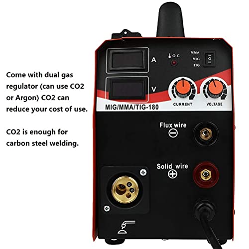 Homegreg Dual Gas (CO2 or Argon) Low Welding Cost 180 Amp Inverter Multi Process Welder MIG/TIG/Arc Stick 3 in 1 welding machine 110/220V dual voltage