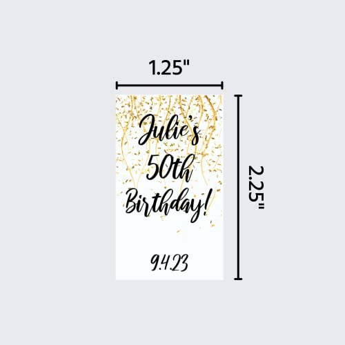 Sheet of 20 Custom Hand Sanitizer Labels | Personalized Stickers for Event Favors (Gold Confetti)