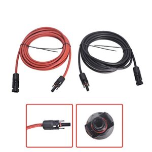 WFLNHB 25FT 10AWG Black + Red 10 Gauge Solar Panel Extension Cable Wire with Female and Male Connector Solar Connector