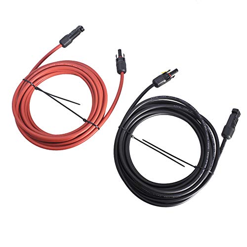 WFLNHB 25FT 10AWG Black + Red 10 Gauge Solar Panel Extension Cable Wire with Female and Male Connector Solar Connector