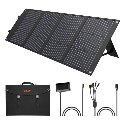 BALDR 120W Portable Solar Panel for Jackery/ECOFLOW/Flashfish/ROCKPALS Power Station Generator, Foldable Solar Cell Charger with 2 USB Ports & 18V DC Output for RV Boat Car ,Black