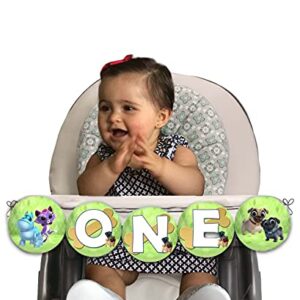 Puppy Dog Pals High Chair Banner - ONE - Cardstock Cover 80lb - Comes with Ribbon for Hanging - 25in approx length (Green)