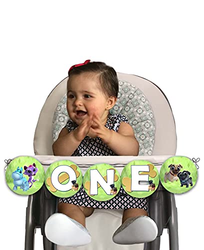 Puppy Dog Pals High Chair Banner - ONE - Cardstock Cover 80lb - Comes with Ribbon for Hanging - 25in approx length (Green)