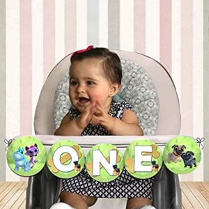 Puppy Dog Pals High Chair Banner - ONE - Cardstock Cover 80lb - Comes with Ribbon for Hanging - 25in approx length (Green)