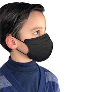 kids sized 3d face mask 5 ply filter mouth cover protection for boys girls dust pollen haze with comfortable ear straps for indoor outdoor park playtime school home use (10 pack, black)