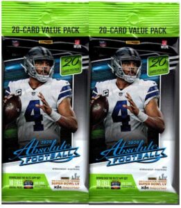 2 packs: 2020 panini absolute nfl football cello pack (20 cards/pk)