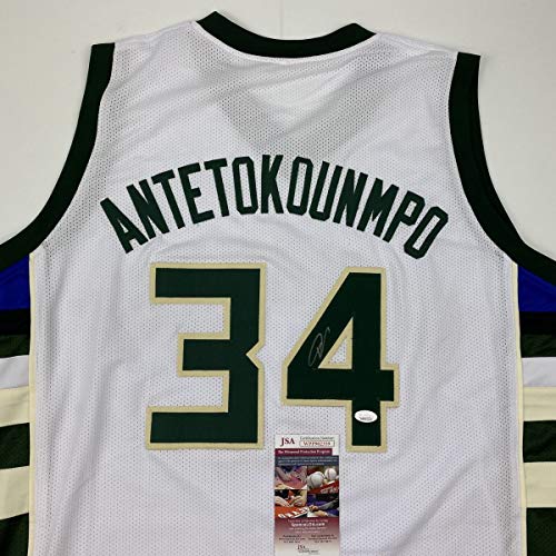 Autographed/Signed Giannis Antetokounmpo Milwaukee White Basketball Jersey JSA COA