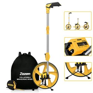 zozen distance measuring wheel in feet and inches, collapsible measure wheel imperial industrial measuring wheel with backpack and tape measure