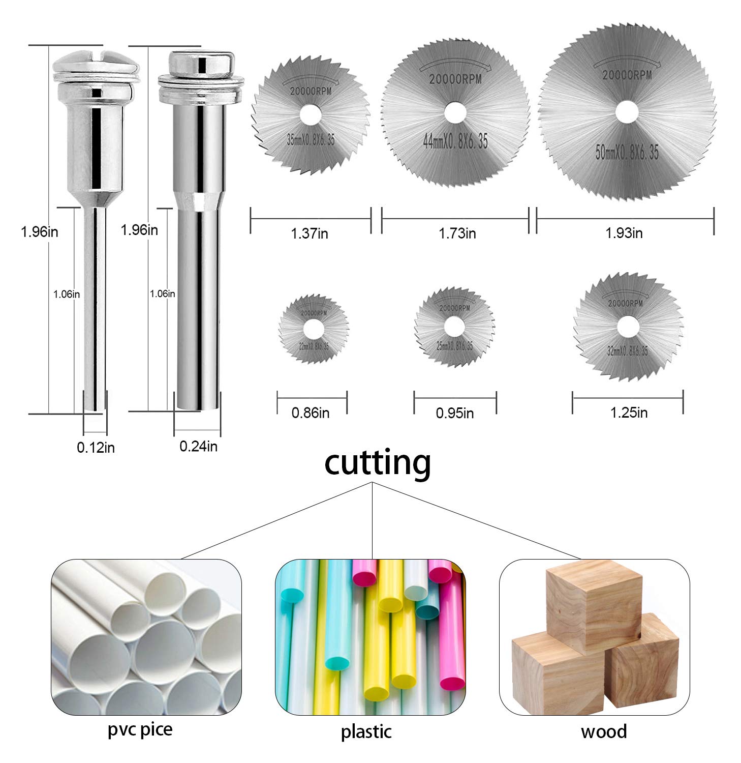 60Pcs Rotary Cutting Wheels Tool Kit, Resin Cut Off Wheels Disc, Mini HSS Saw Blades Cutter, Diamond Cutting Kit with Mandrels for Wood Glass Plastic Stone Metal