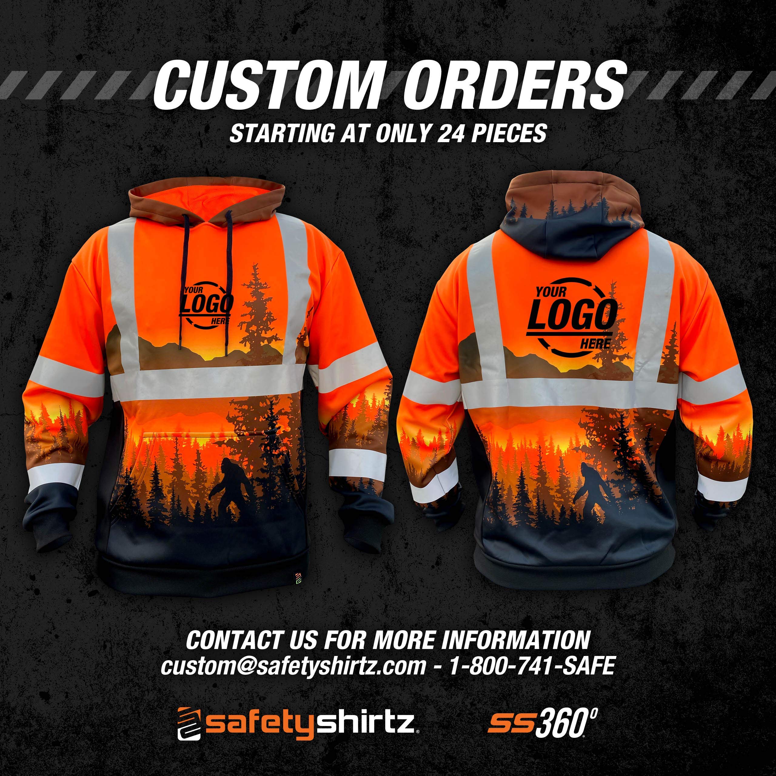 SafetyShirtz SS360 Wildland Hoodie - Orange - ANSI Class 3 - PNW Sasquatch XL