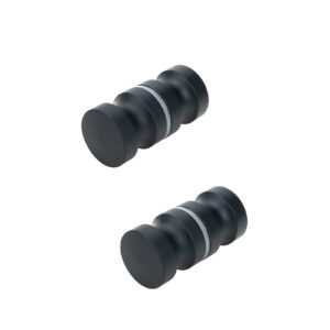 Semetall 2 Pack Back-to-Back Bathroom Door Handles,Solid Stainless Steel Shower Glass Door Knob,Small Pulls for Glass Door (Black,2.48" Height)