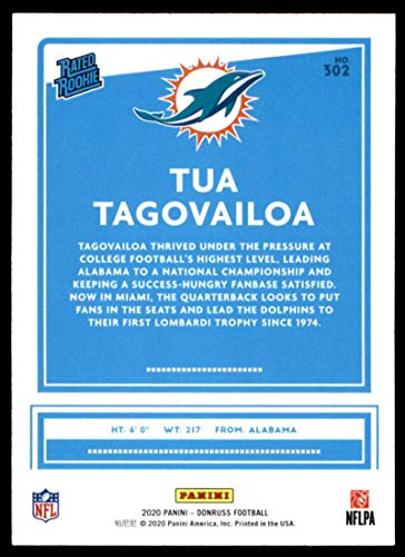 2020 Donruss #302 Tua Tagovailoa Miami Dolphins NFL Football Card (RC - Rookie Card) NM-MT