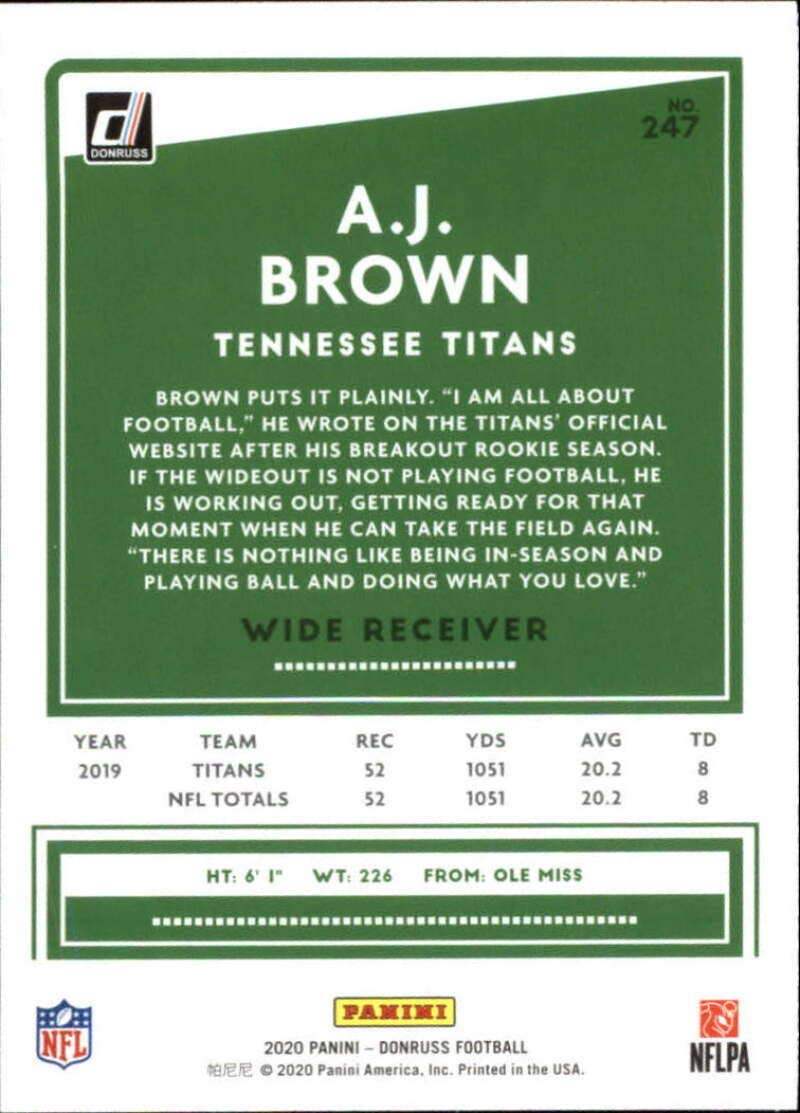 2020 Donruss #247 A.J. Brown Tennessee Titans NFL Football Card NM-MT