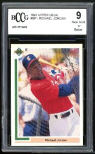 1991 upper deck #sp1 michael jordan baseball rookie card bgs bccg 9 near mint+