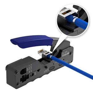 VCELINK RJ45 Crimping Tool Pass Through, Ethernet Wire Cutter Crimper for Cat7 Cat6A Cat6 Cat5E Cat5 Pass-through and Non-pass-through Connectors