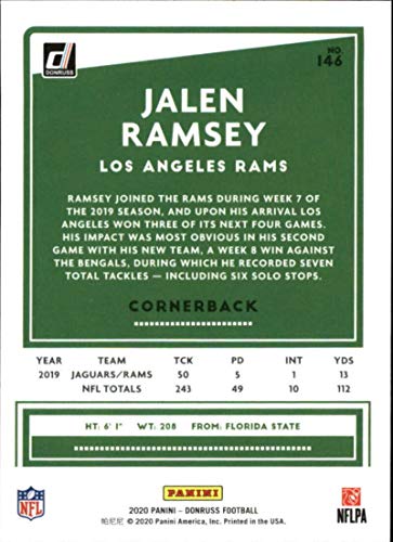 2020 Donruss #146 Jalen Ramsey Los Angeles Rams NFL Football Card NM-MT